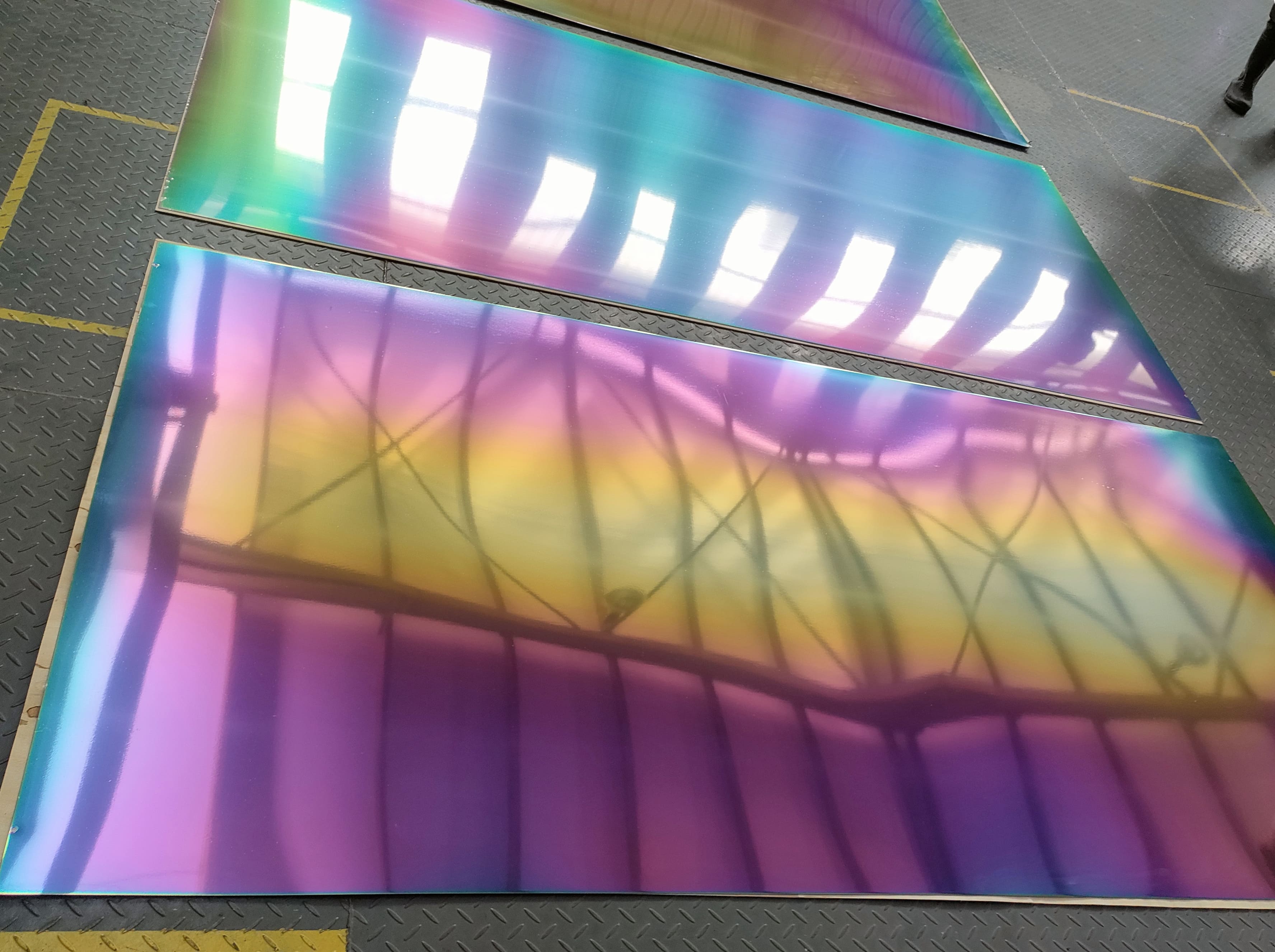 Rainbow color on stainless steel surface (plate) - PVD Coating Malaysia