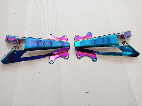 Beautiful color of rainbow coated on motorcycle accessories. - PVD ...